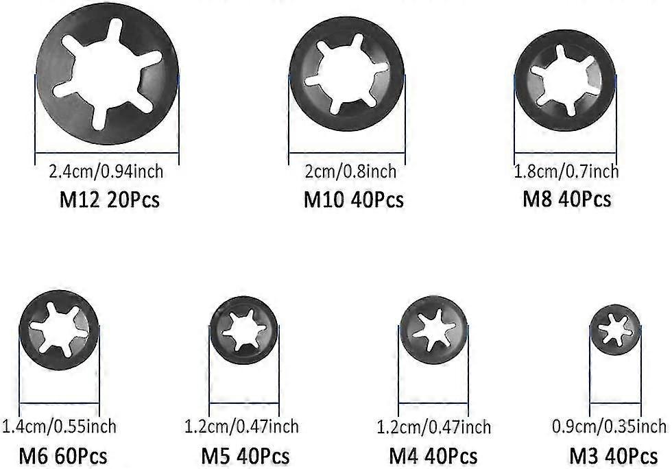 280 Pcs Lock Washers Lock Washers, Steel Lock Washers Quick Lock Washers M3 M4 M5 M6 M8 M10 M12 ...