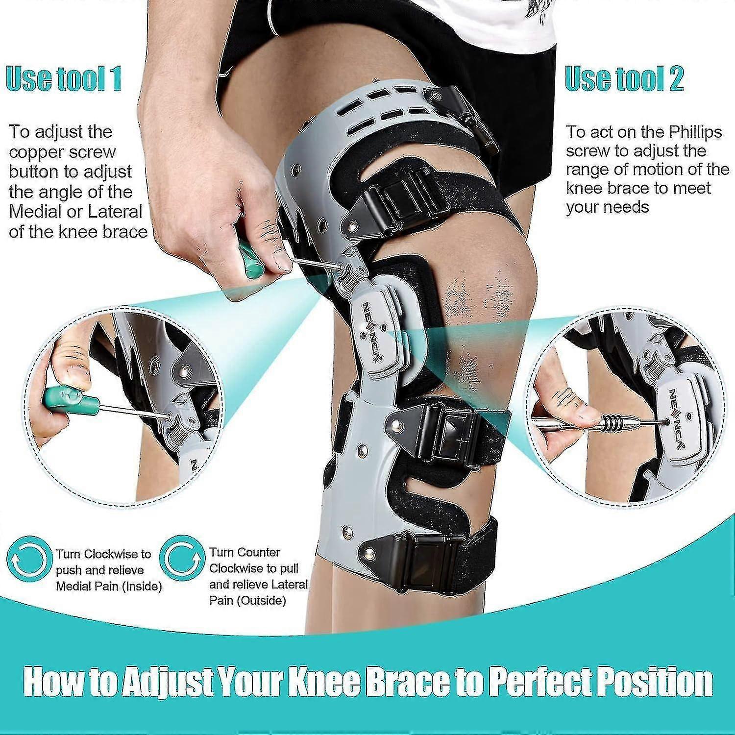 Neenca Unloader Rom Knee Brace Hinged Stabilizer Adjustable Recovery ...