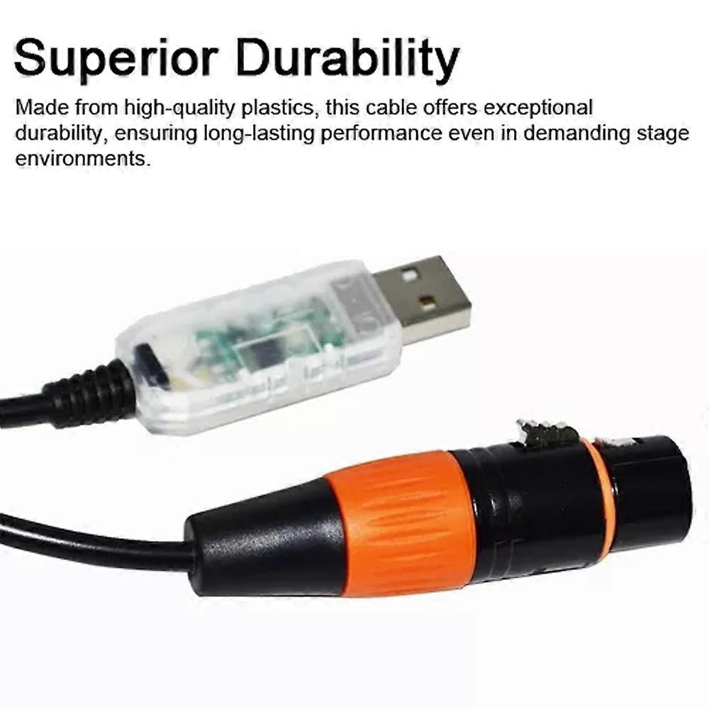 USB Male to XLR 3 Pin Female Adapter Cable USB DMX512 Interface Adapter ...
