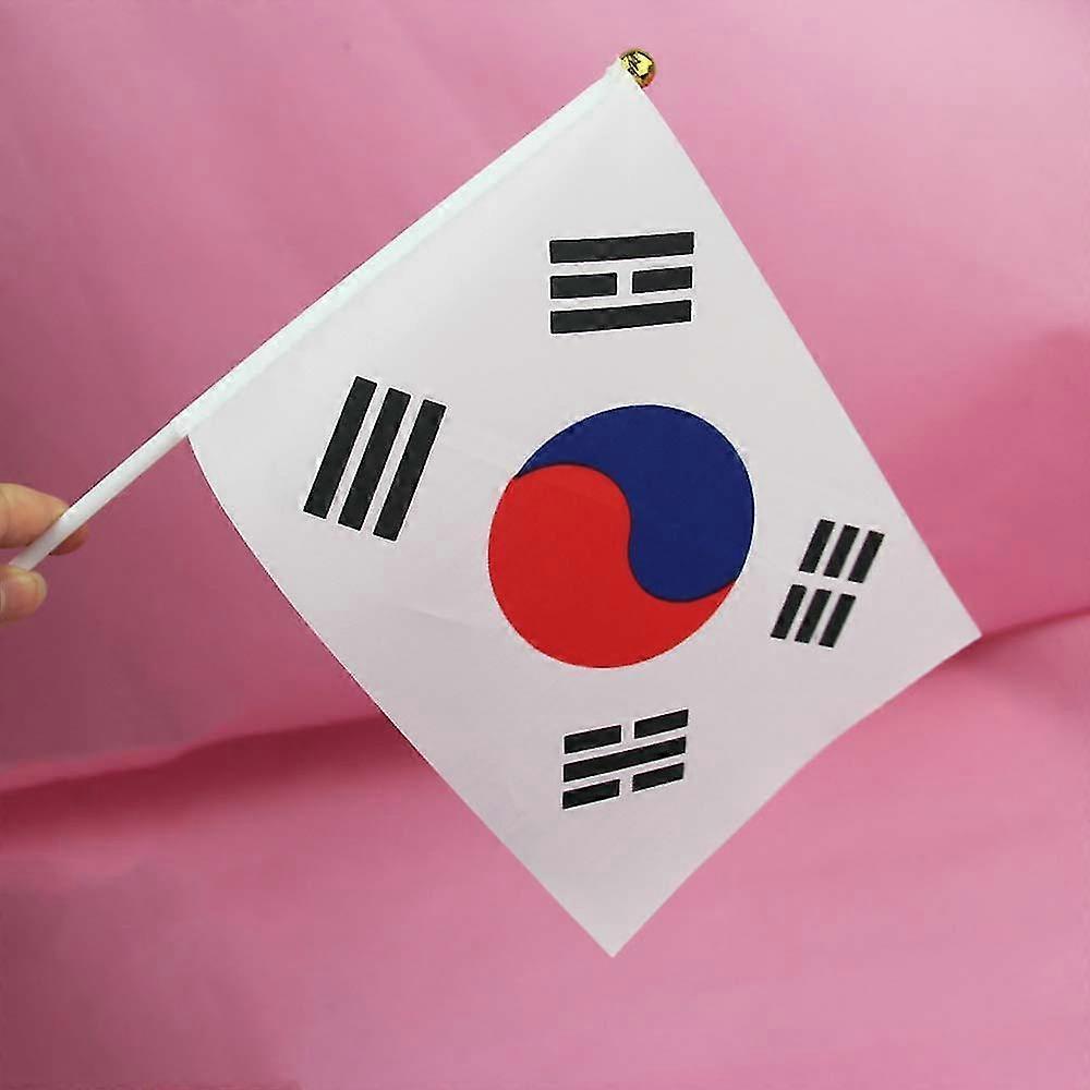 100pcs Republic of Korea flag South Korea Hand Waving Flag 14*21cm Polyester Flag procession ...