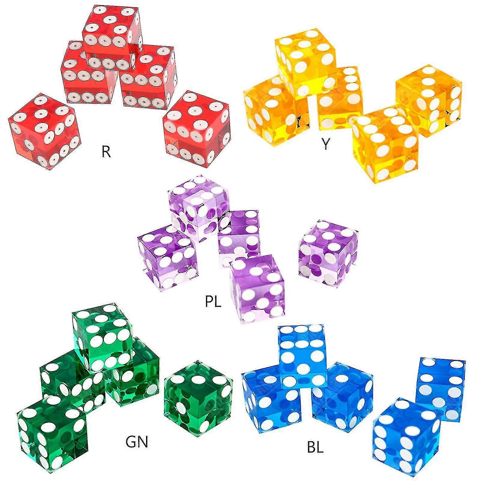 A-High-grade Acrylic Transparent Dice Six Sided D6 19mm Casino Dice Set ...