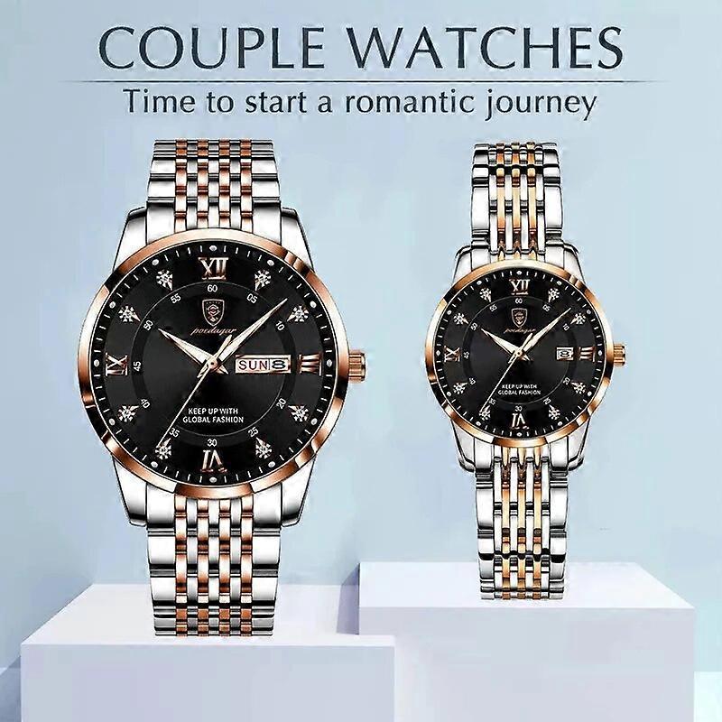 Watch Sets For Her And Him Diamond Business Stainless Steel Male Female ...