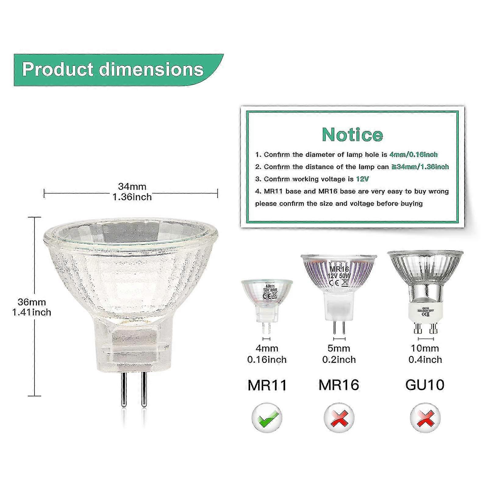 Mr11 Halogen Bulbs (pack Of 12), Gu4 Halogen Lamp 12v 20w, Mr11 Gu4 ...