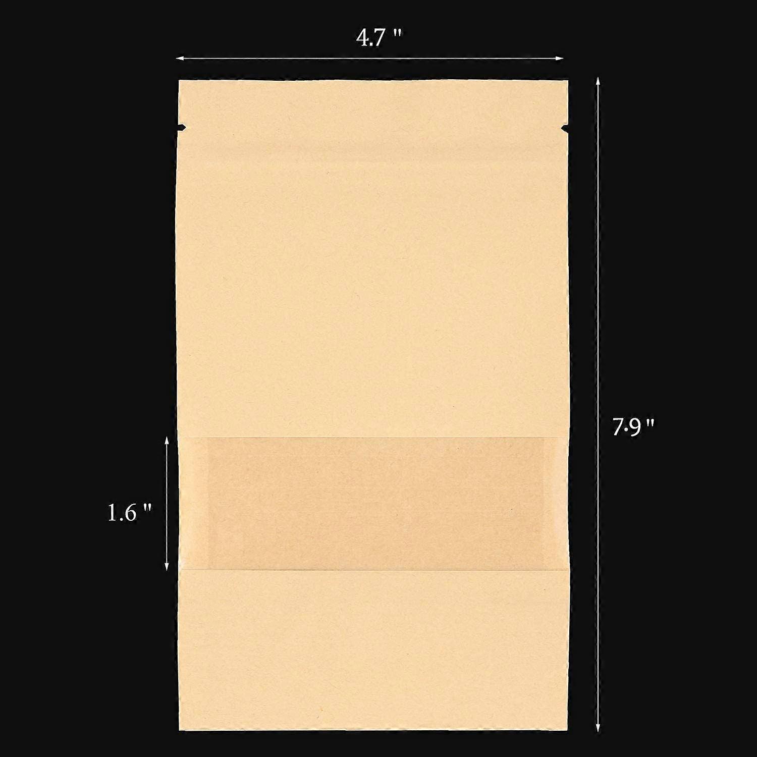 100 kraft paper bags with windows, zipper upright bags, used for ...