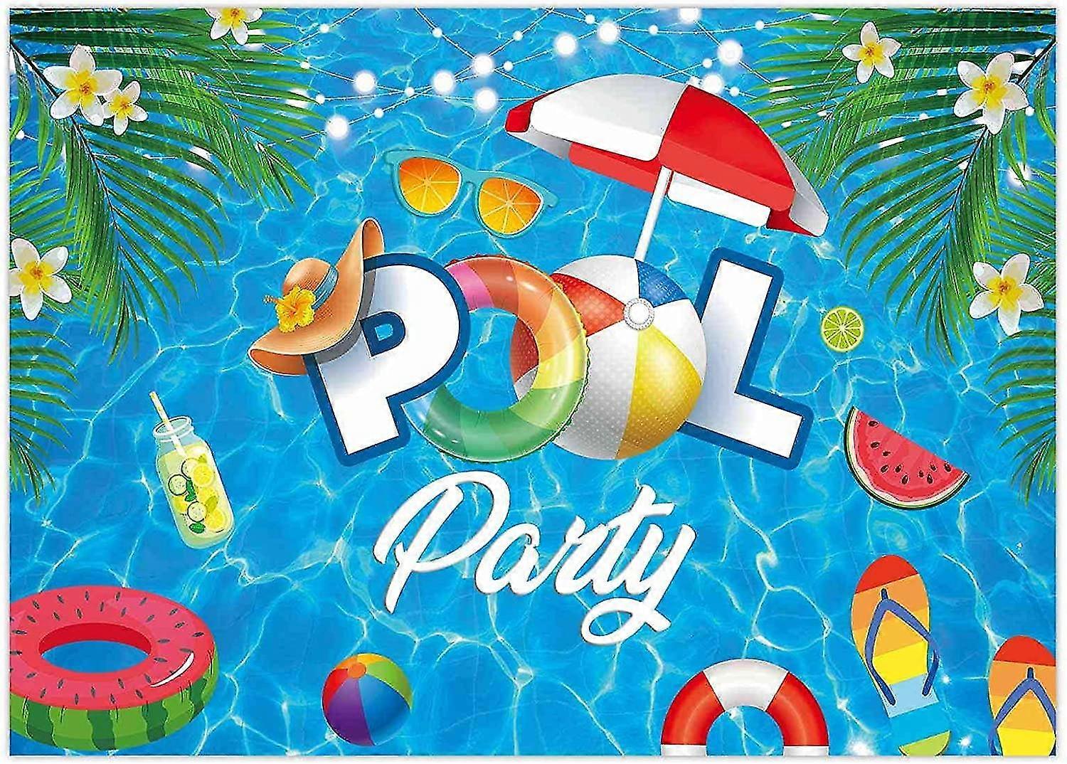 7x5ft Pool Party Backdrop Summer Swimming Balls Lifebuoy Water Wave ...