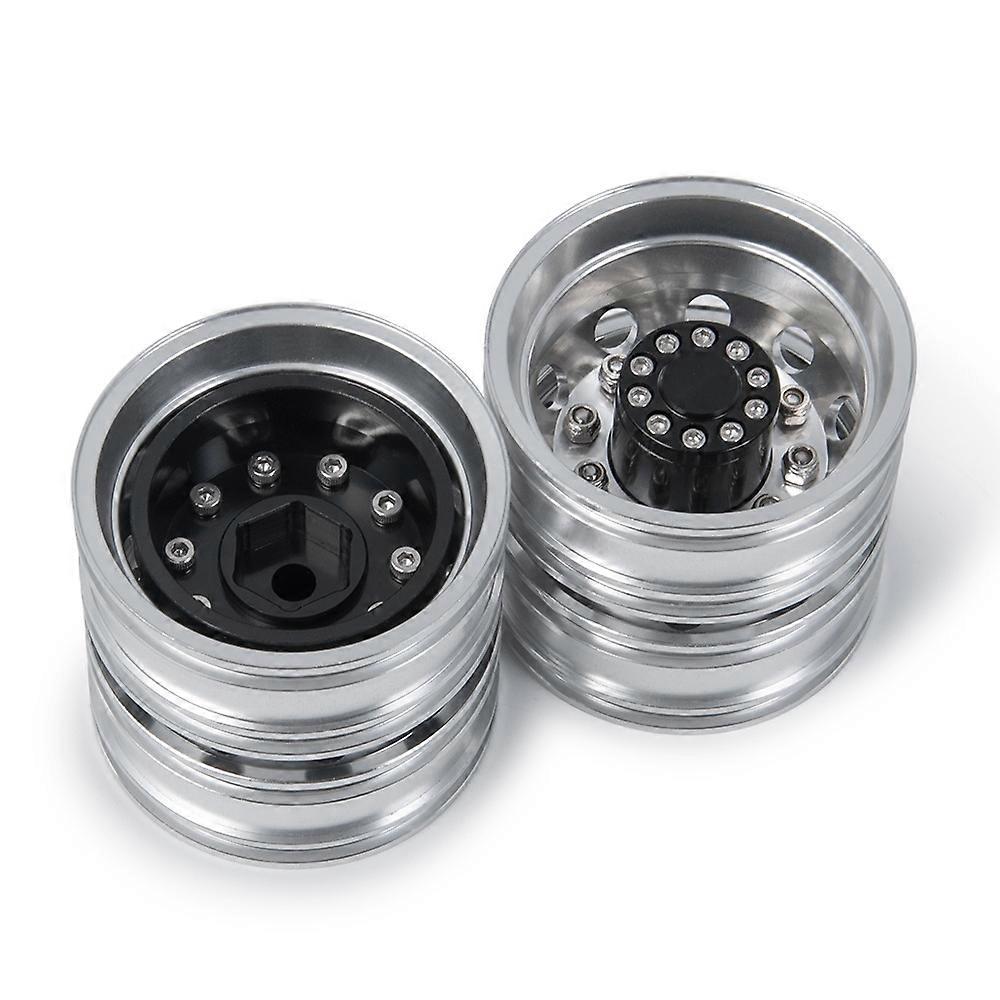 4pcs RC Aluminum Alloy Rear Tractor Trailer Wheel Rims For 1/14 Tamiya ...