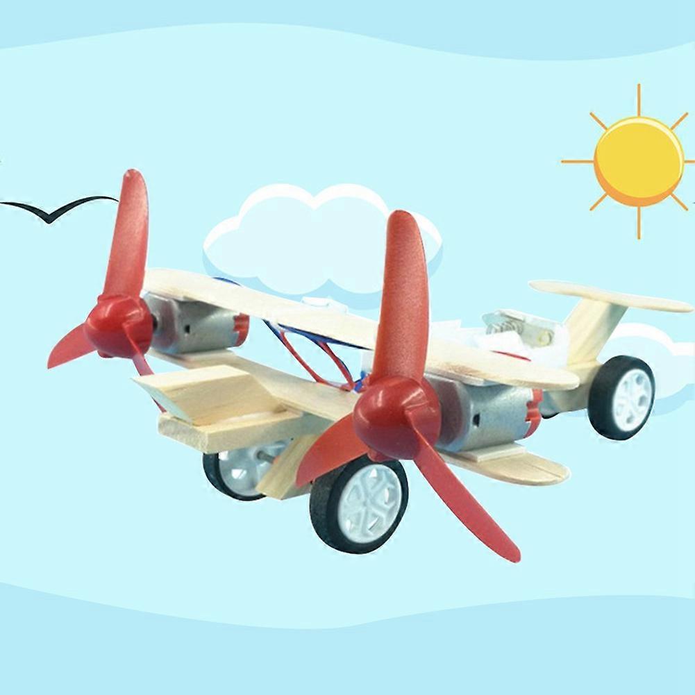DIY Wooden Science Electric Double Propeller Aircraft Model Toys ...