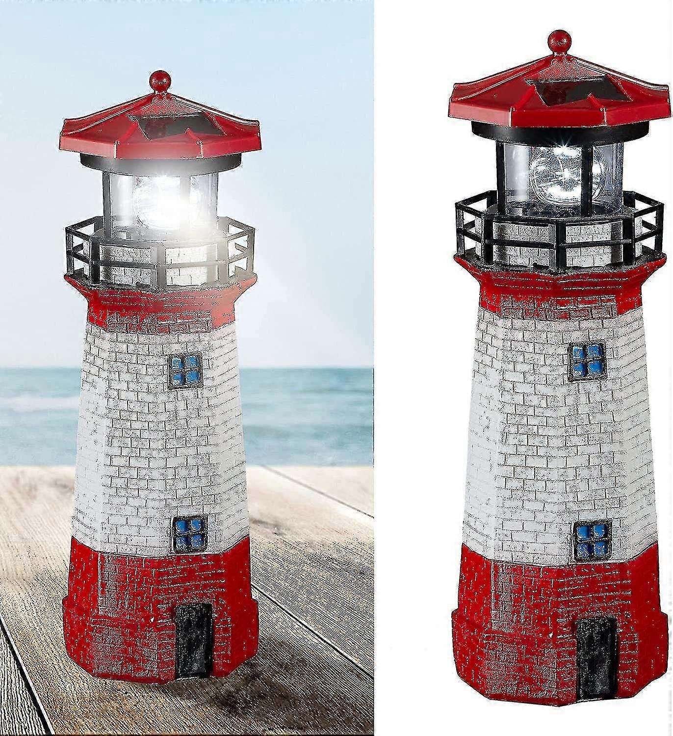 Large Solar Powered Lighthouse Rotating Led Bulb Garden Ornament Patio ...