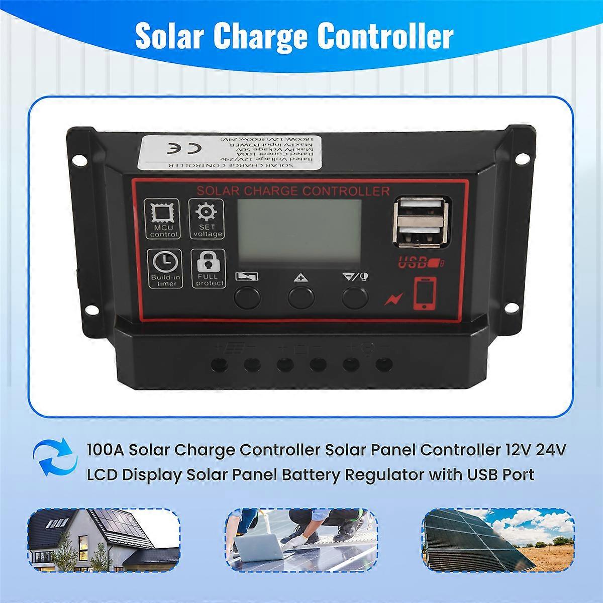 Solar Charge Controller Solar Panel Controller 12V 24V LCD Display ...