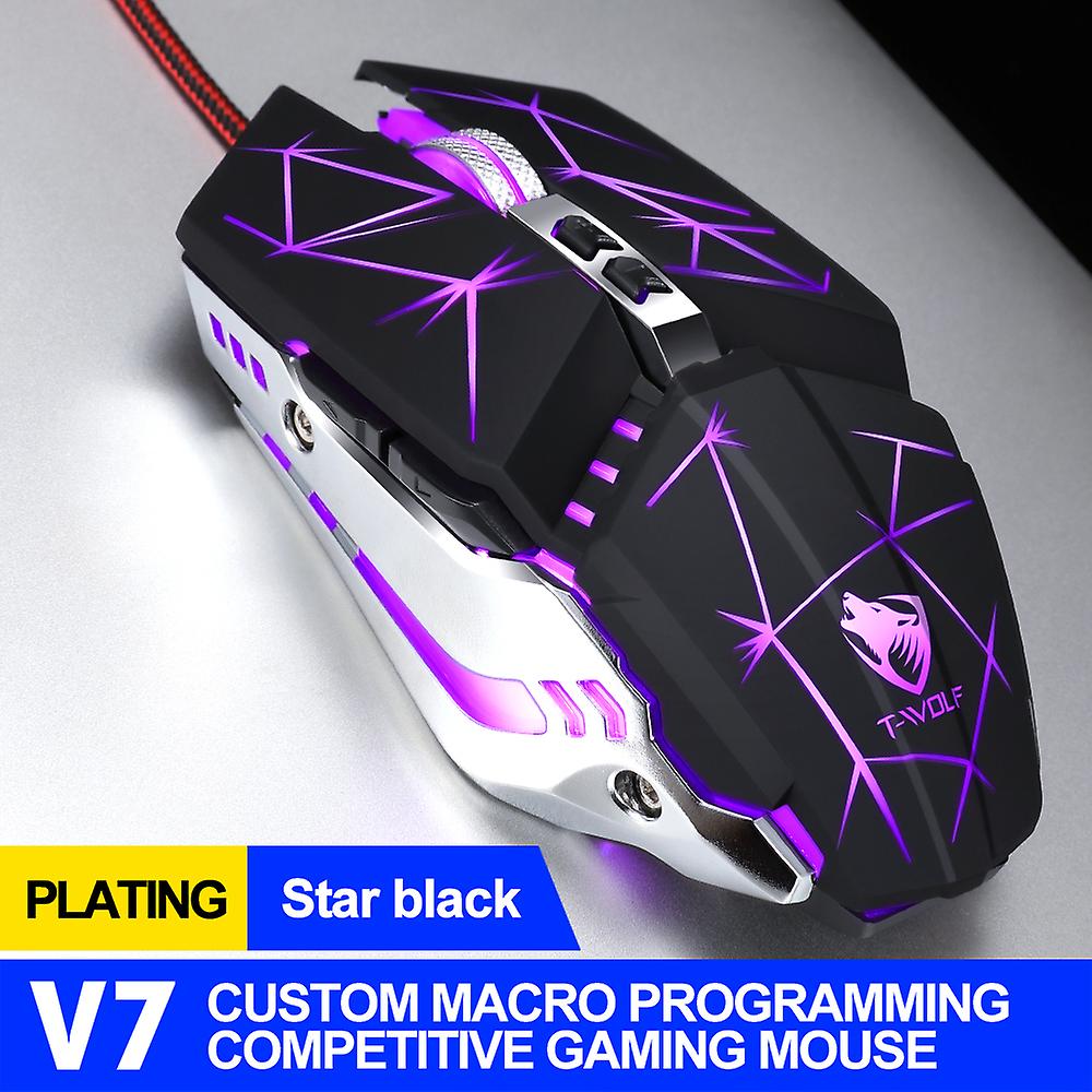 T-wolf V10 Usb Port Mechanical Wired Weighted Mouse Colorful Luminous ...