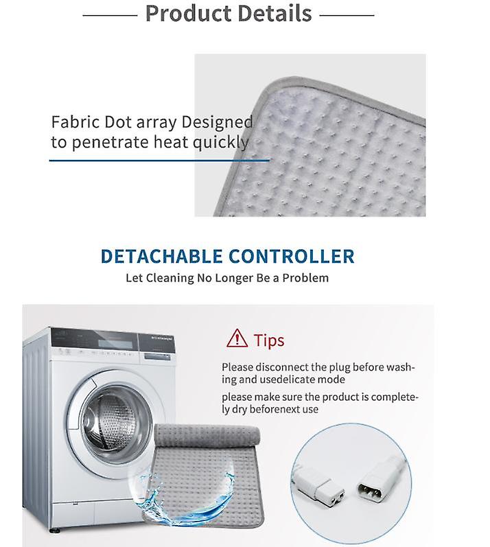 Electric Blanket - Large Heated Blanket, Machine Washable Fleece With ...