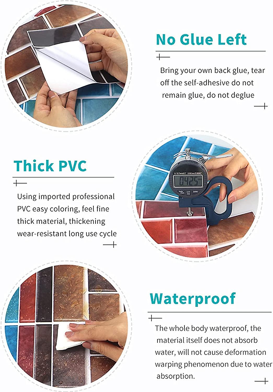 Kitchen Tile Stickers, 12 Pieces Self Adhesive Tile Sticker Waterproof ...