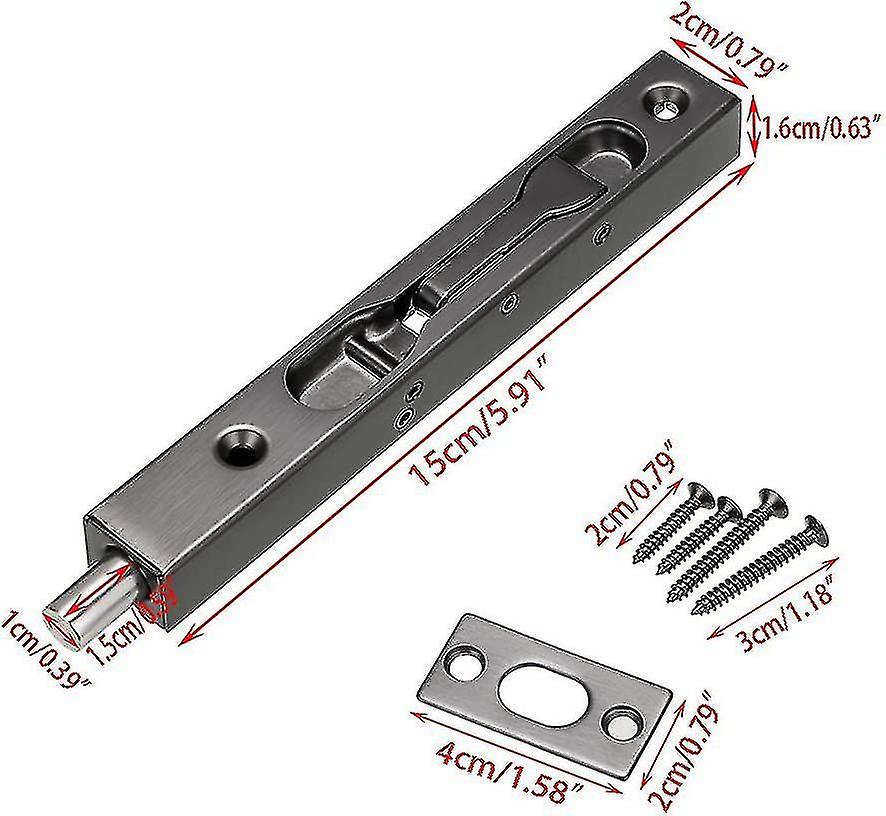 2pcs 6 Inch Door Bolts - Stainless Steel Concealed Security French Door ...