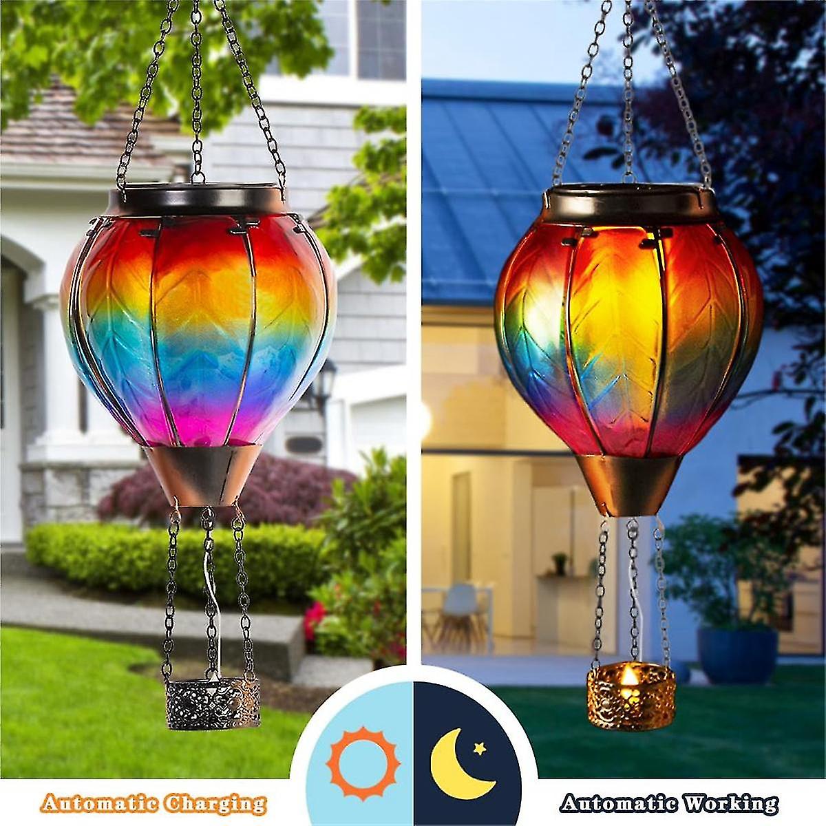 Hot Air Balloon Solar Lantern with Candle Holder Solar Hot Air Balloon ...