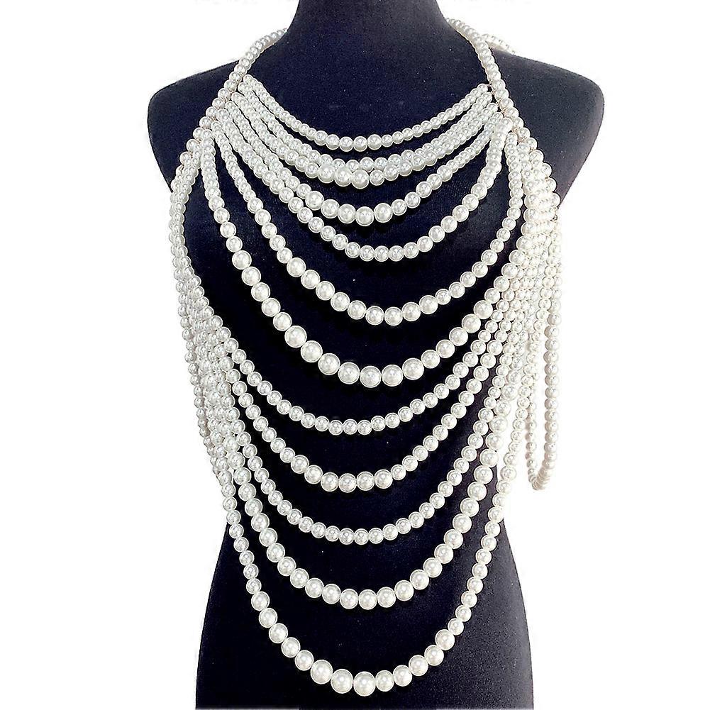 Pearl Bikini Body Chain Sexy Bra Body Jewelry Pearls Shoulder Necklaces ...