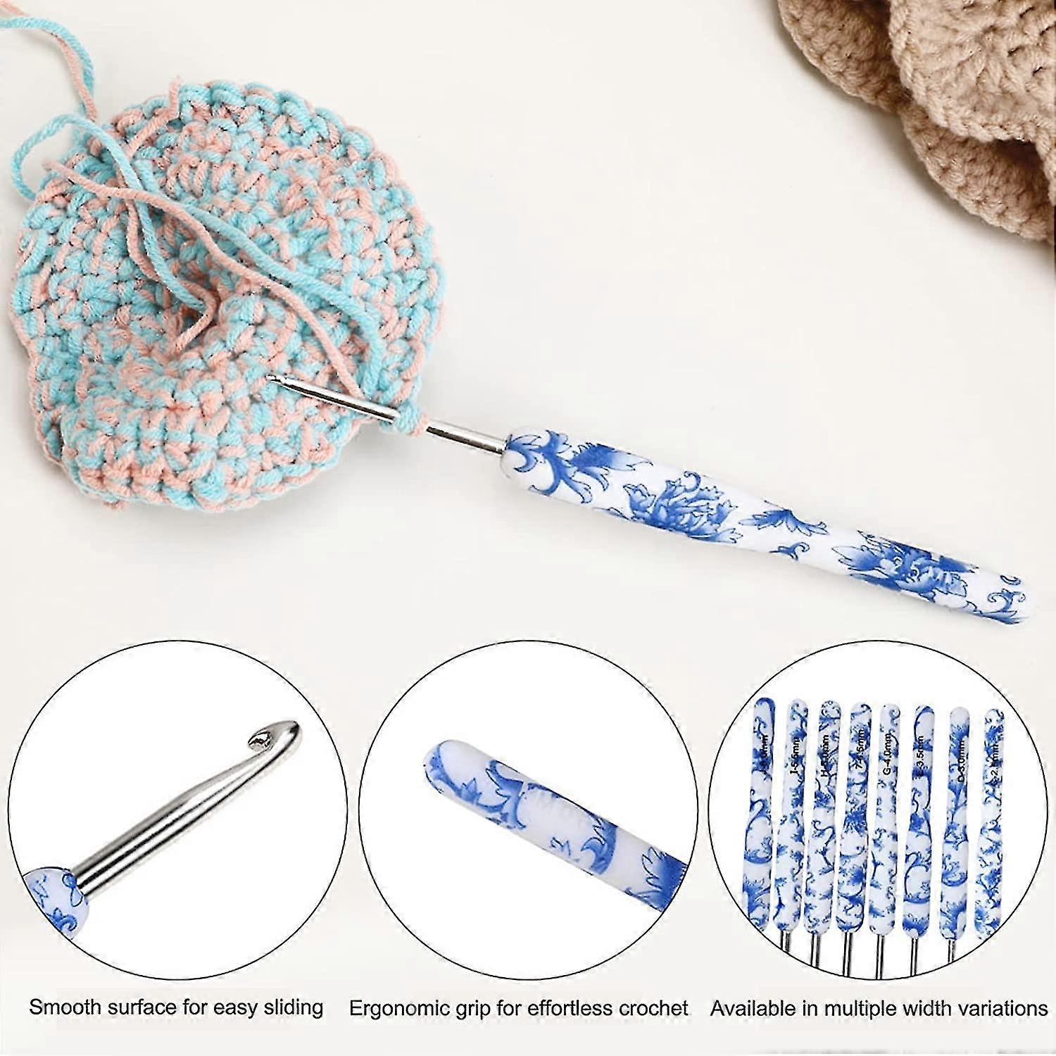 Crochet Hooks Set Arthritis Plastic Handles, Pretty Patterned Crochet ...