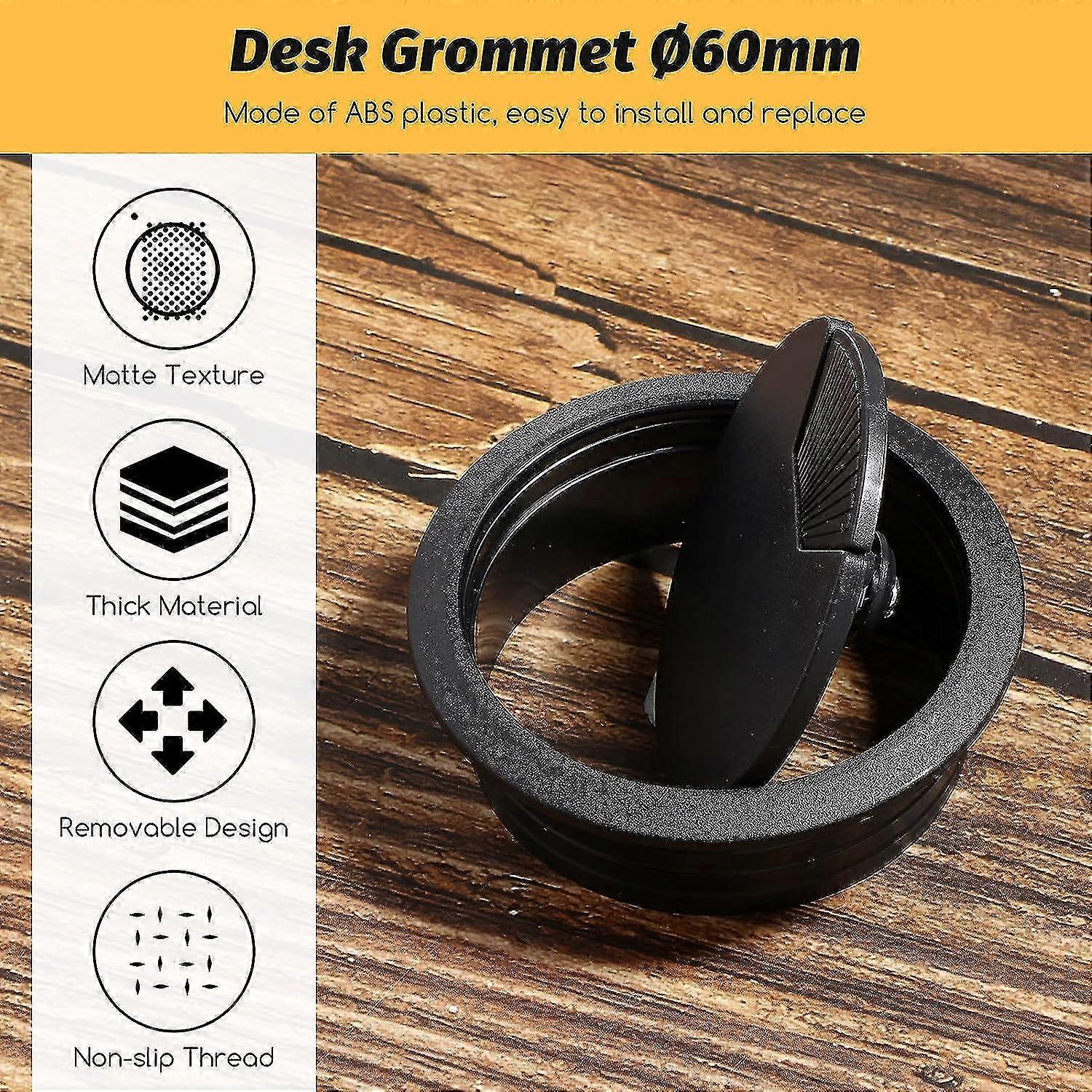 2 Pieces Desk Grommet, Desk Cable Wire Grommet Cord, PC Computer Desk ...