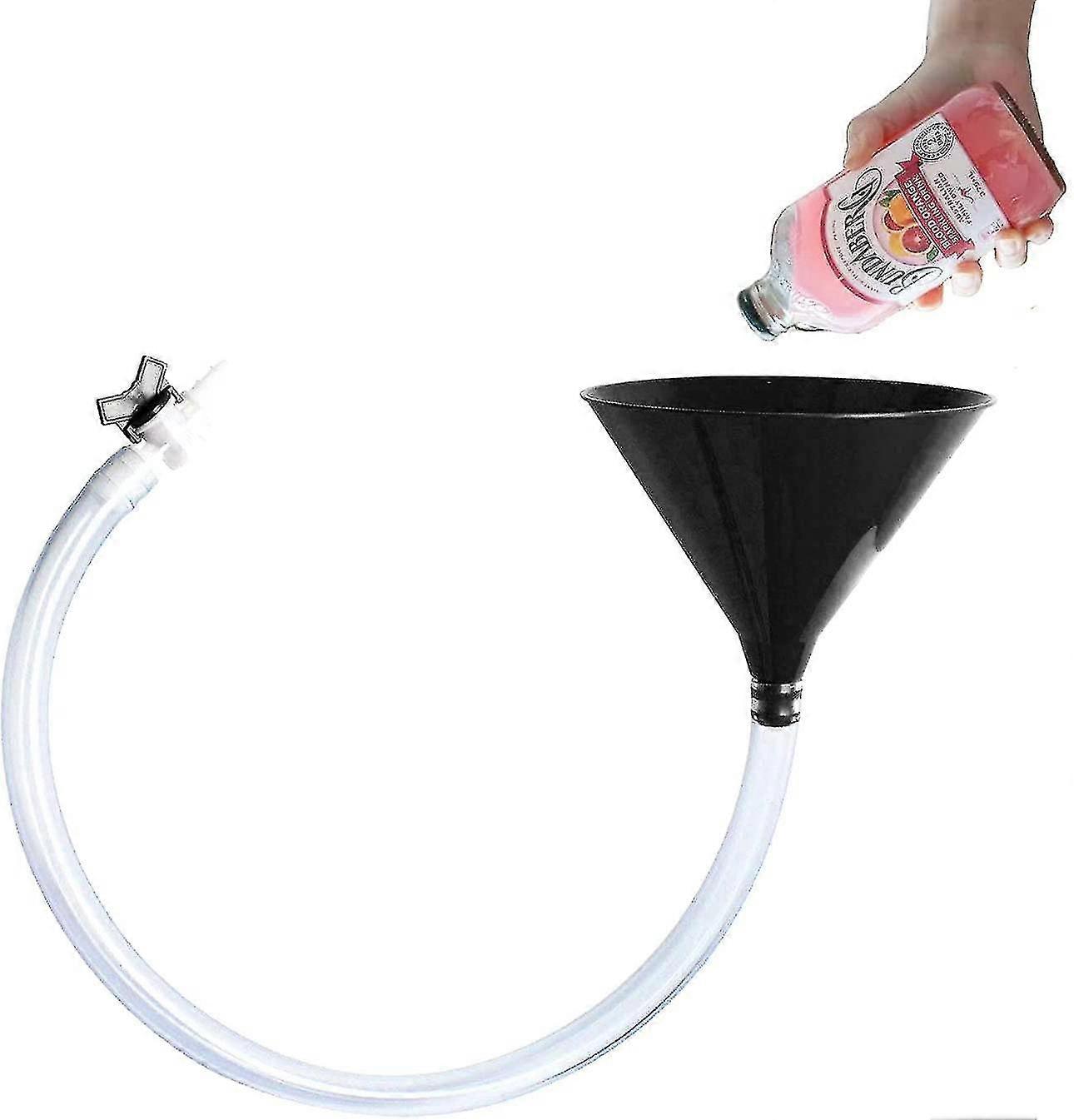 Beer Bong Funnel Double Header Black With Valve, Bonus Bottle Opener ...
