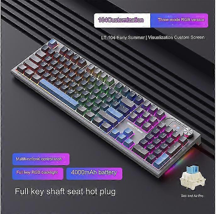 Wireless Bluetooth hot-swappable mechanical keyboard three-mode wired ...