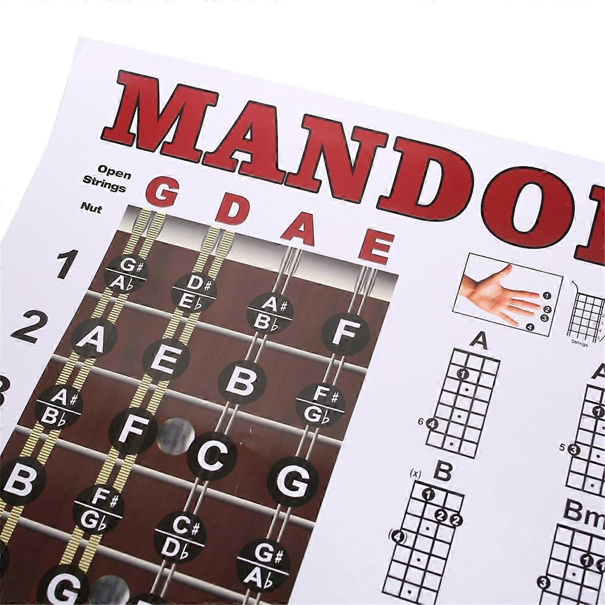 Mandolin Poster Chart Chord Musical Trainning Instrument Guide Chords ...