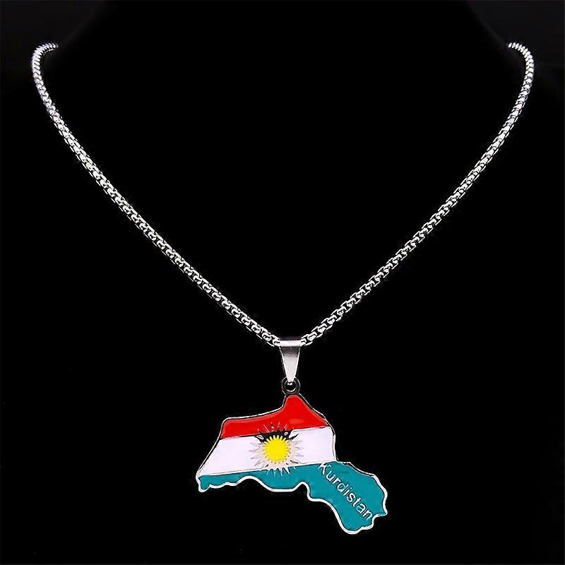 Kurdistan Region Map Necklace for Women Men Chains Stainless Steel ...