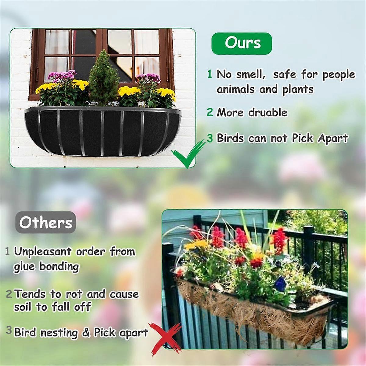 3PCS Planter Basket Liners Fabric Window Box Liners Felt Trough Planter ...