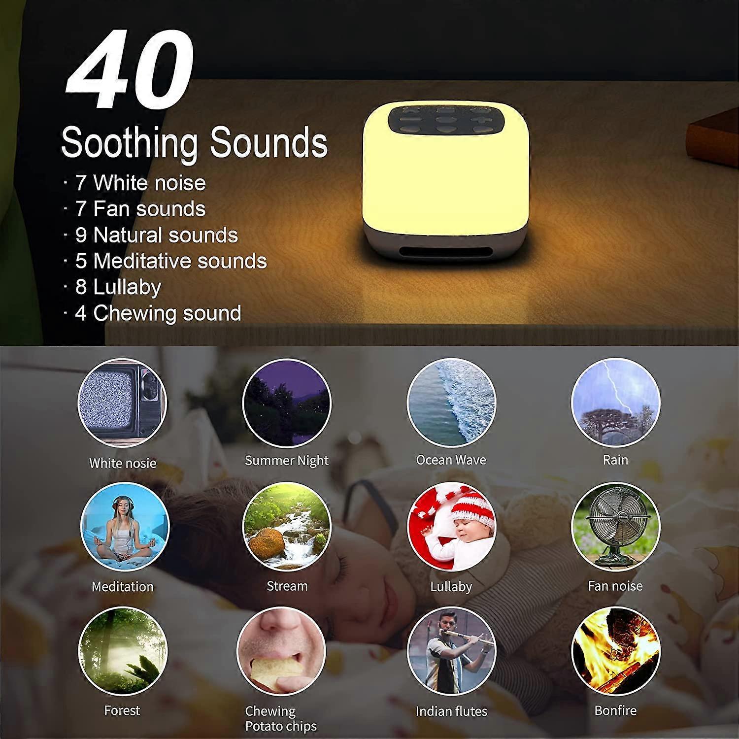 White Noise Machine Sound Machine for Adults Baby Kids with 40 Soothing ...