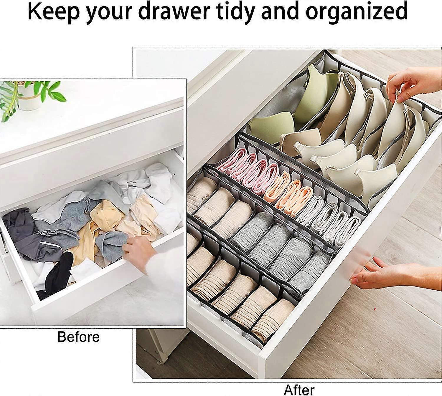 6 Underwear Drawer Organizer Foldable Sock Bra Drawer Divider, Washable ...