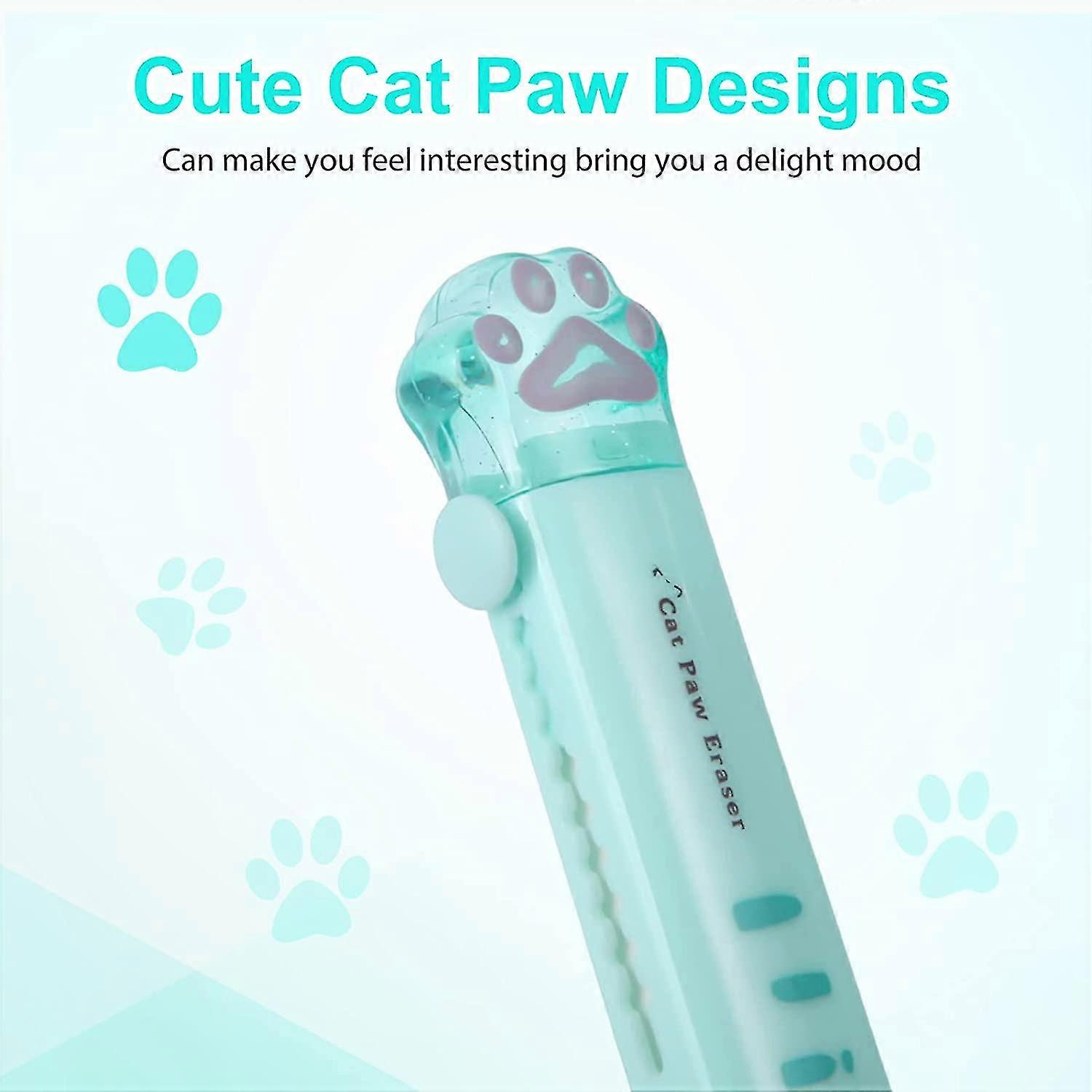 Colored Eraser, Retractable Erasers Cute Cat Paw Eraser Kawaii Cat ...