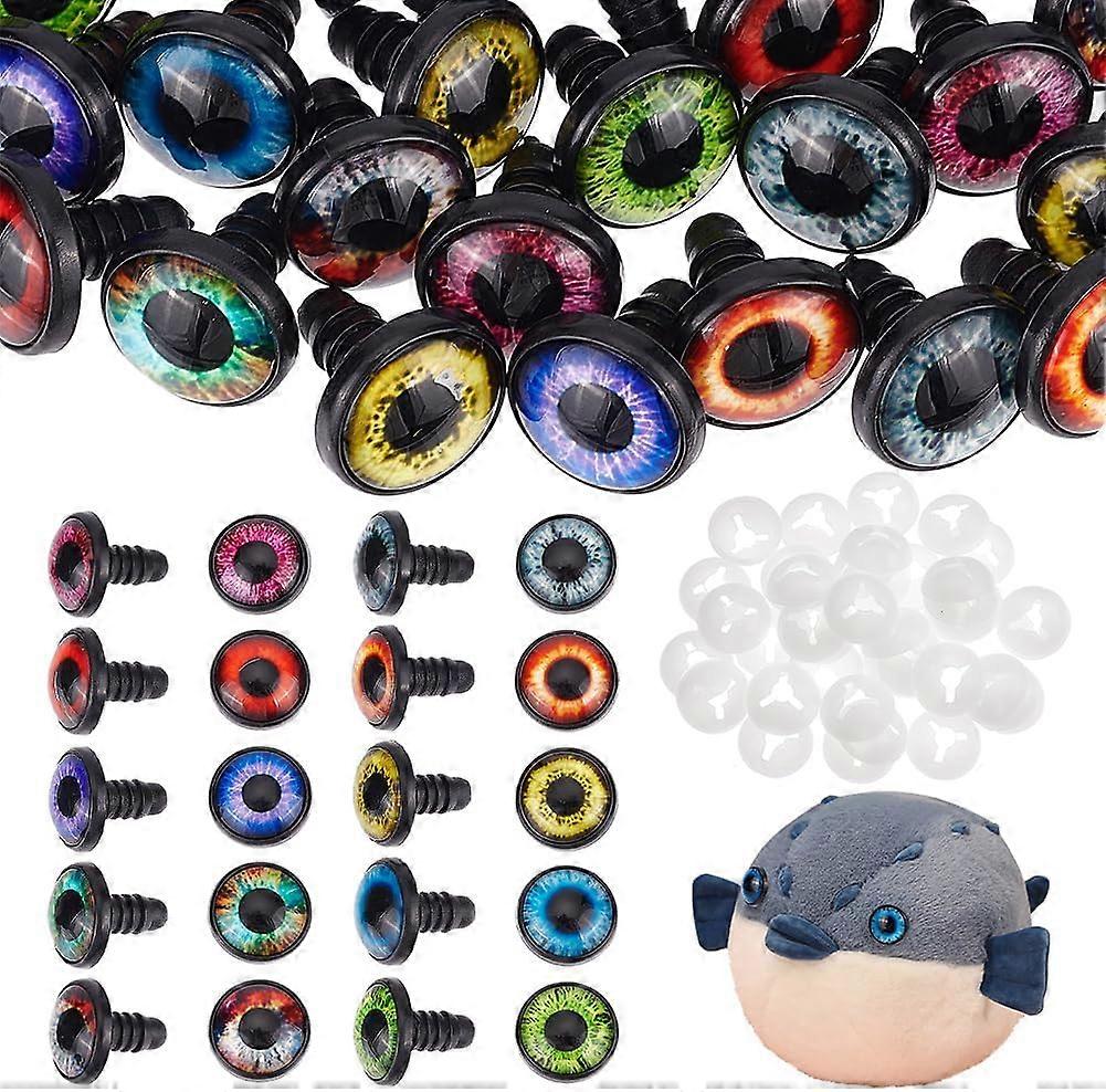 40 Sets (20 Pairs) Safety Eye 18mm Dragon Eye 10 Colors Craft Eyes ...