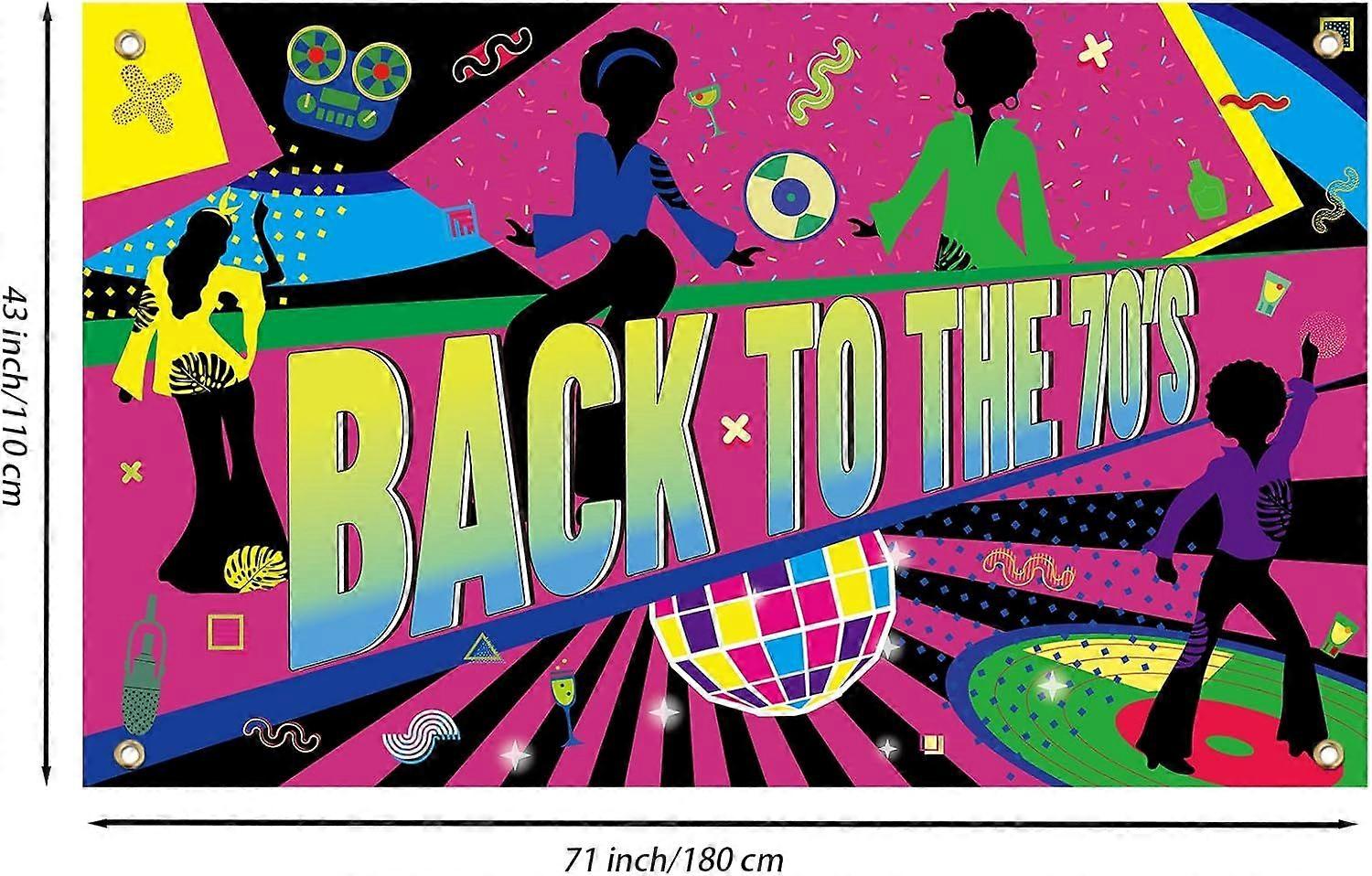 70s Theme Backdrop Back to The 70's Party Banner with Hanging Rope ...