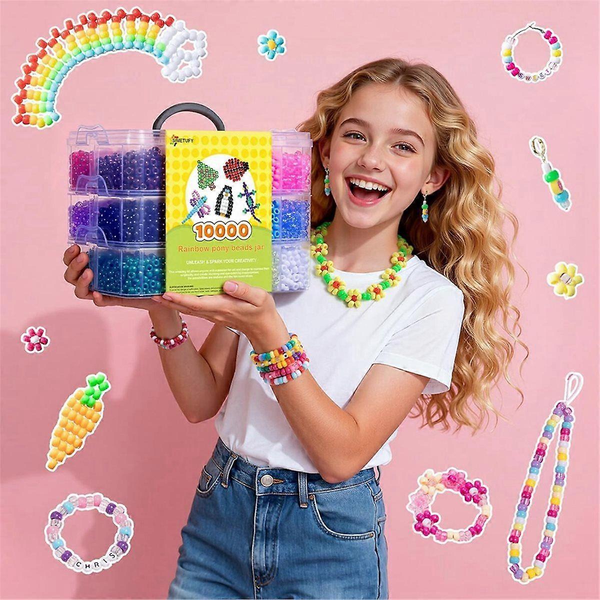 10000Pcs Beads Bulk, 30 Colors Rainbow Kandi Beads for Hair Braiding ...