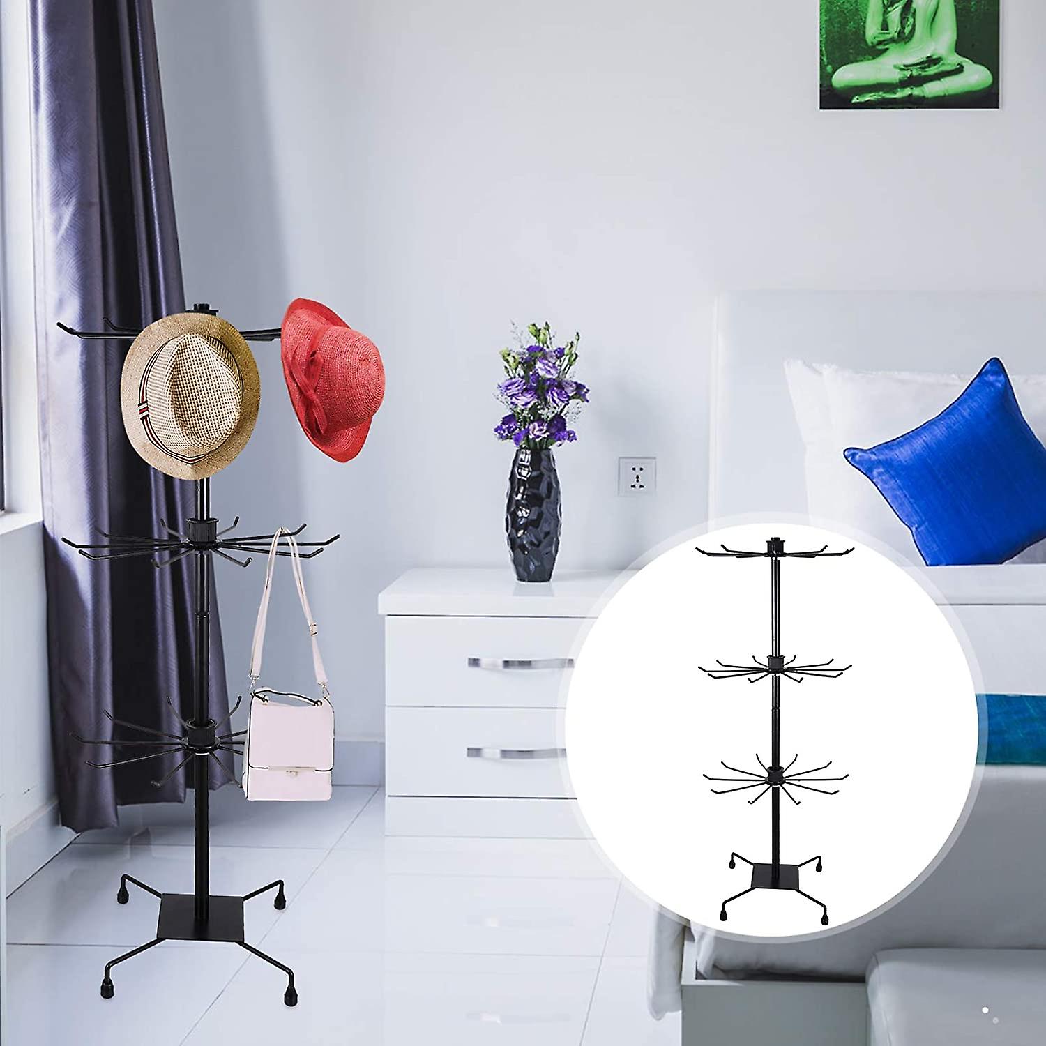 Free Standing Coat And Hat Hanger Organizer Rack Metal Stand Rotating ...