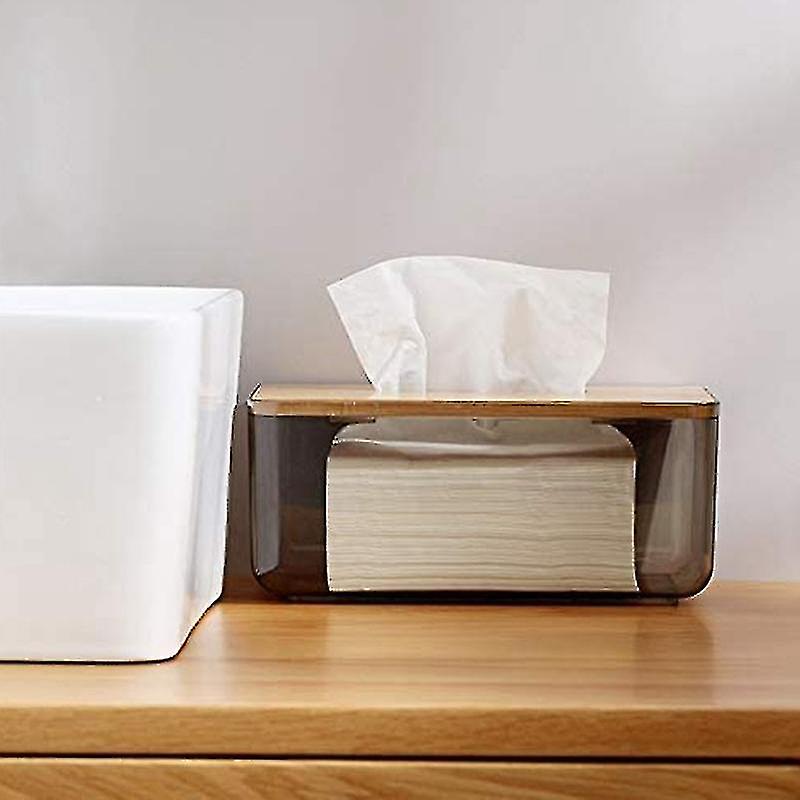 Facial Tissue Dispenser Box With Bamboo Lid, Modern Minimalist Design ...