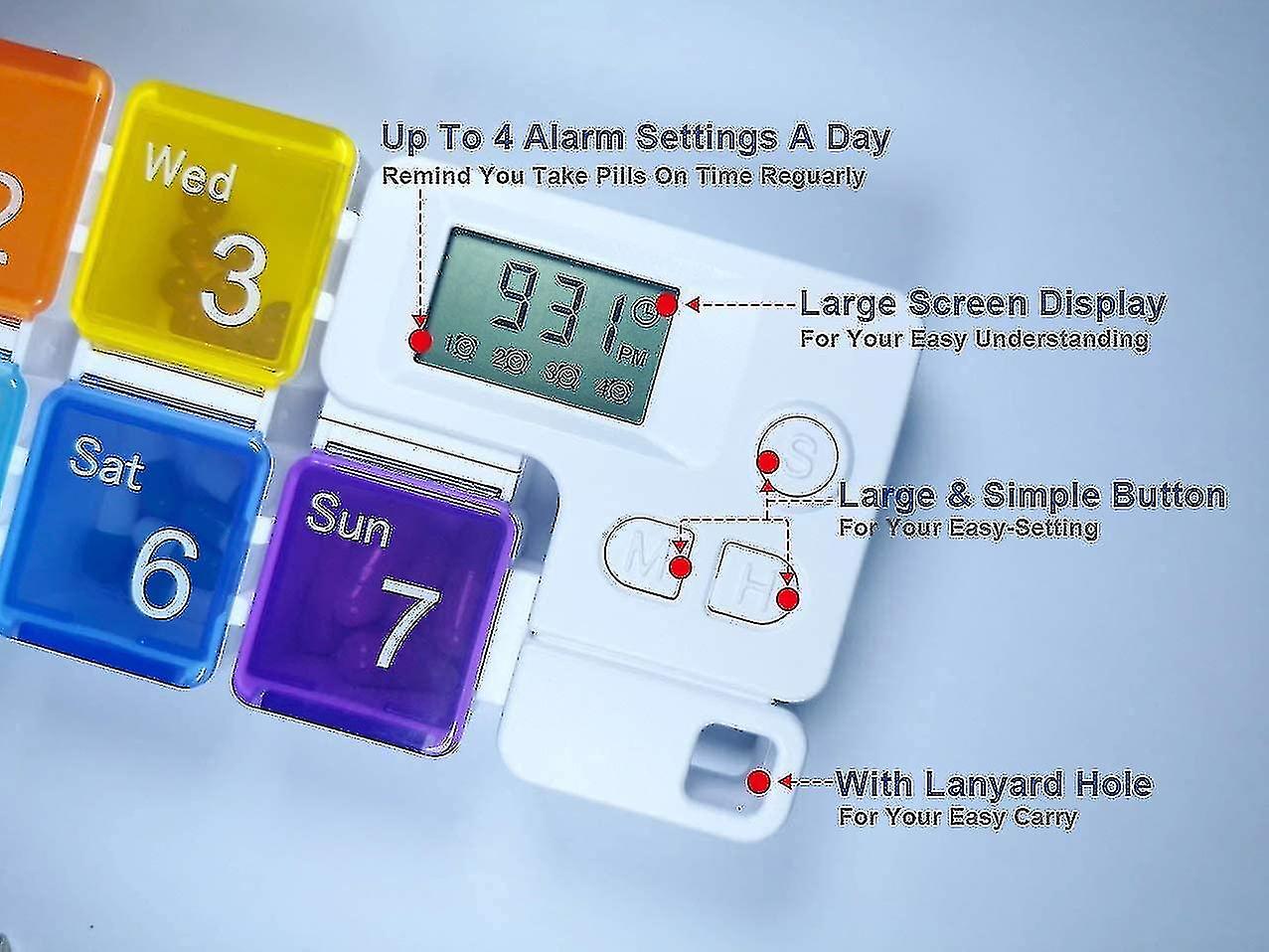 Electronic Pill Boxes Alarm 7 Compartments Automated Medication ...