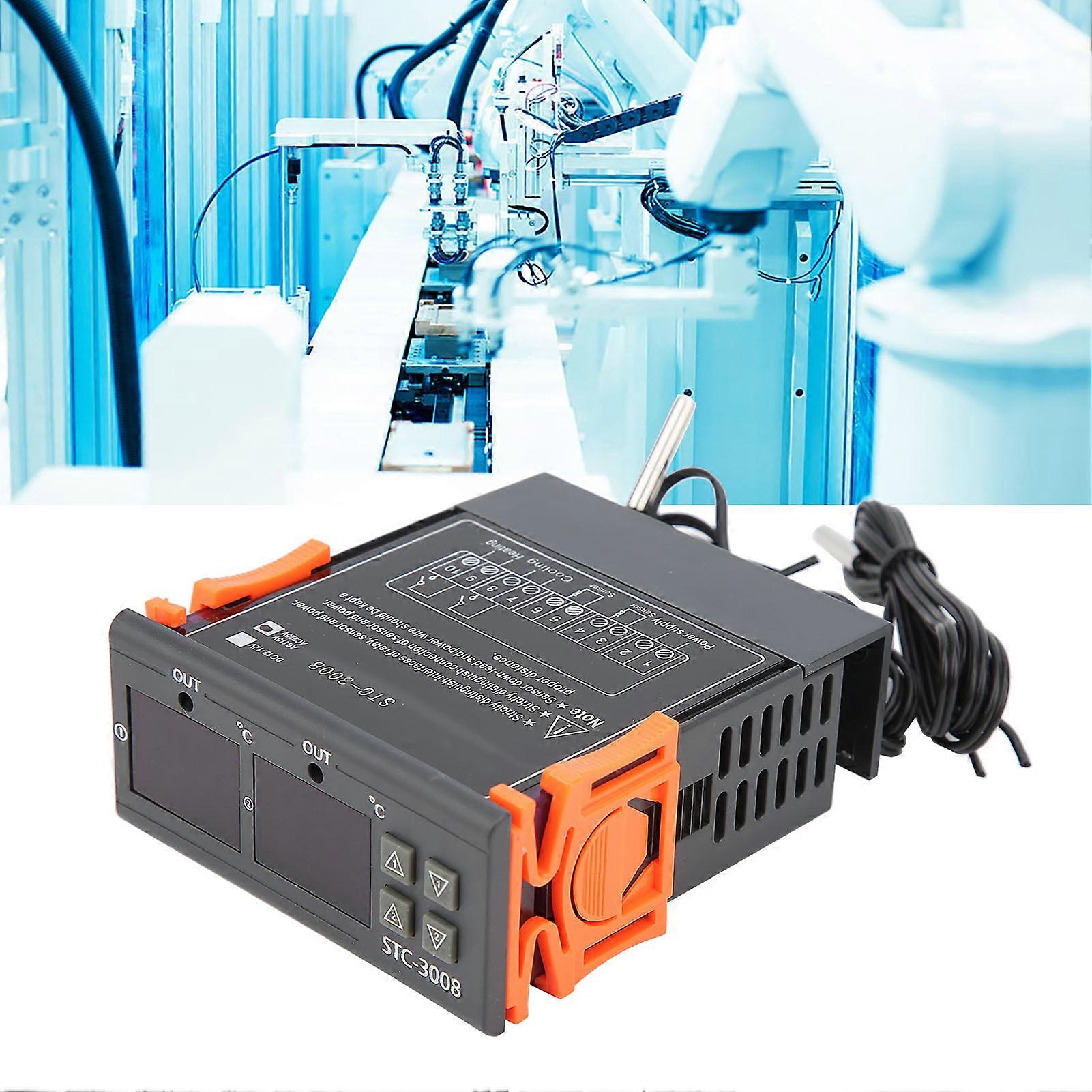 STC-3008 Dual Display Dual NTC Probe Sensor Temperature Thermostat Controller (110-220VAC ...