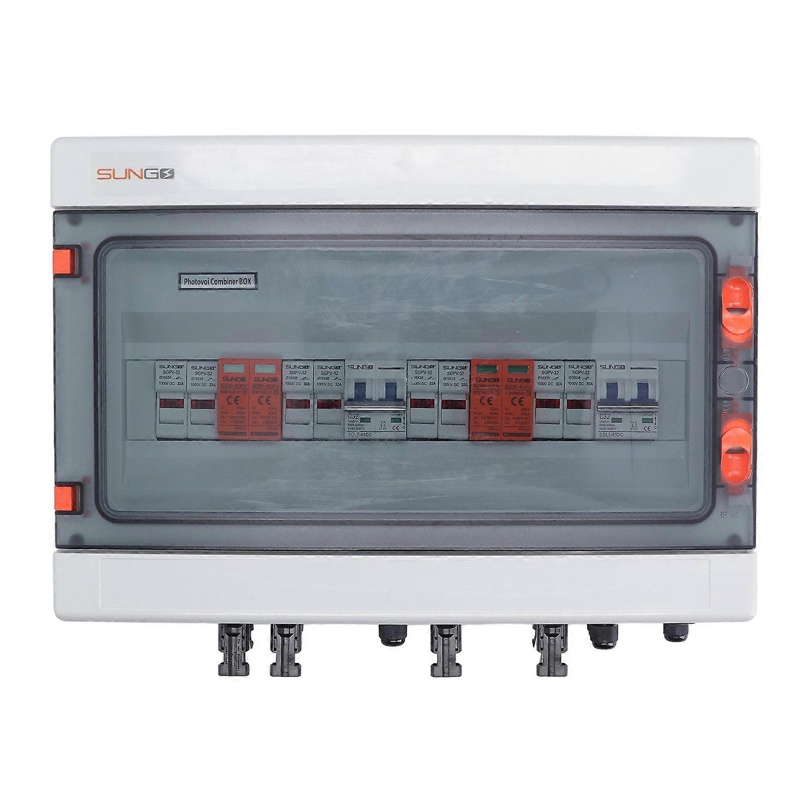 PV Combiner Box Solar 4 In 2 Out IP65 Waterproof 1000V 32A for Outdoor ...