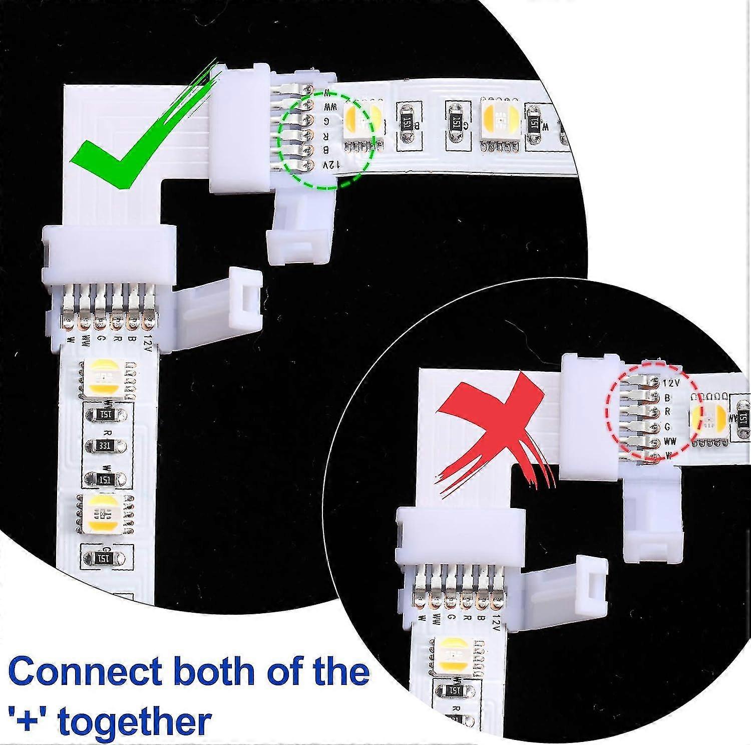 12 Pieces 6 Pins LED Strip Connectors Set L Shape LED Strip Light ...