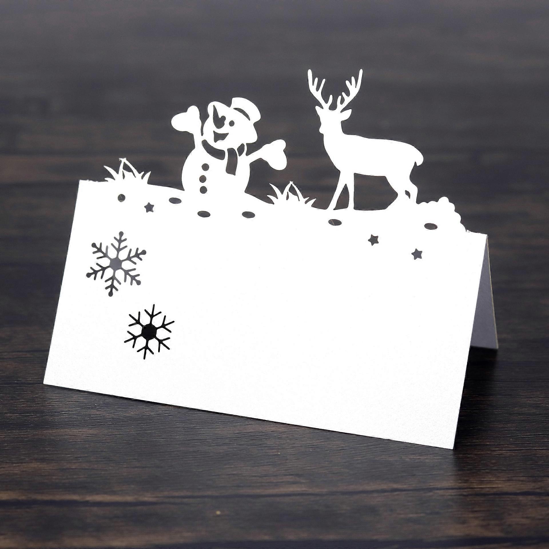 50pcs Holiday Event Place Cards Reindeer Snowman Cutouts Christmas ...