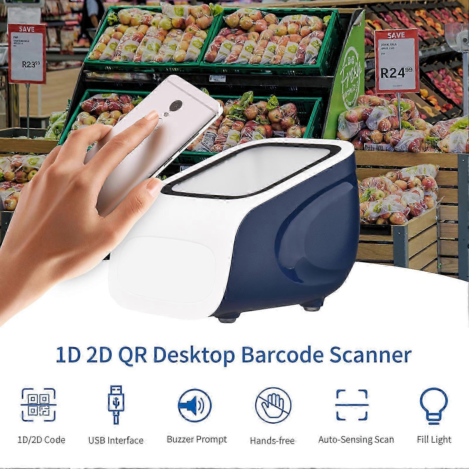1D 2D QR Desktop Barcode Scanner Platform Hands-free USB Wired Bar Code ...