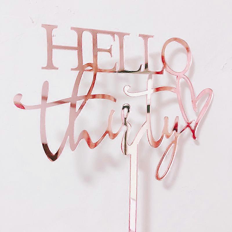 Hello Thirty Happy Birthday Acrylic Cake Topper Gold 30 Birthday ...