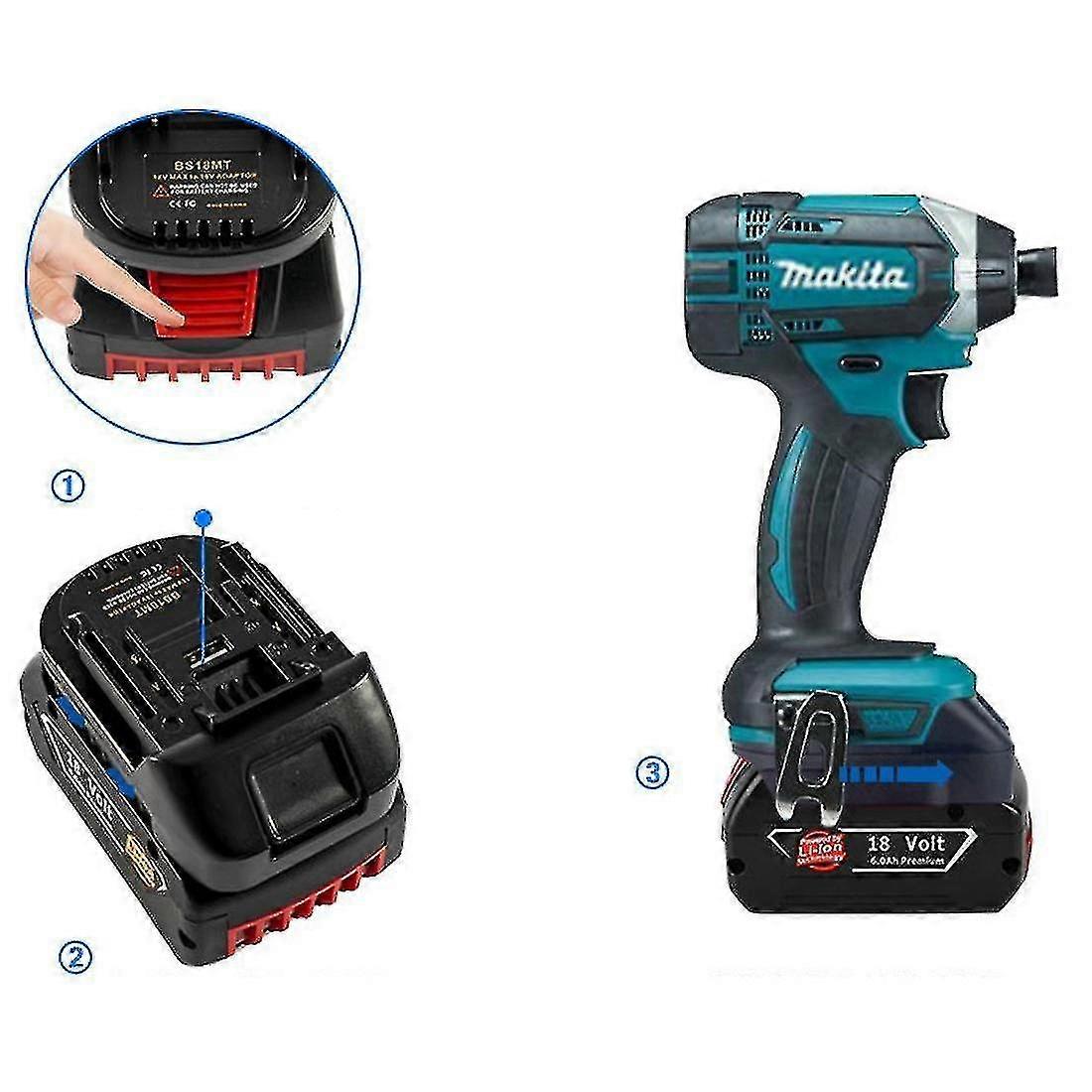 Bosch 18v Lithium Battery Converter Adapter To Makita 18v Bl18 Series ...