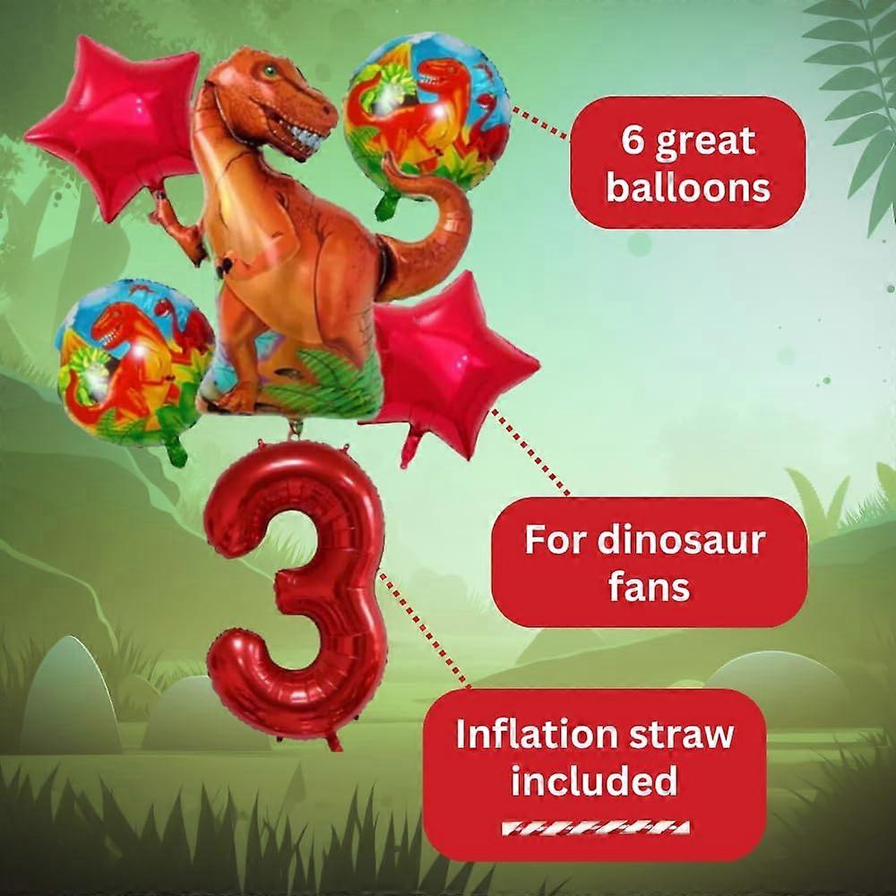 Dinosaur Party Decorations Set - Number 3 Balloon Red, Dinosaur Balloons, Dinosaur Birthday ...