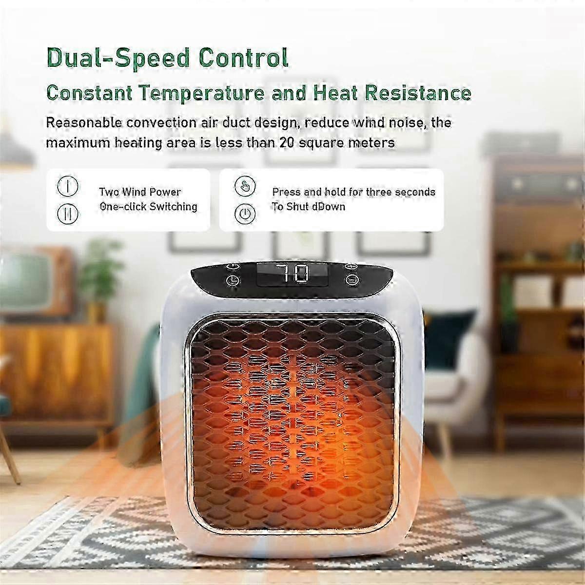 2025 800W Fan Heater with Remote Control and US Plug Compact Socket ...