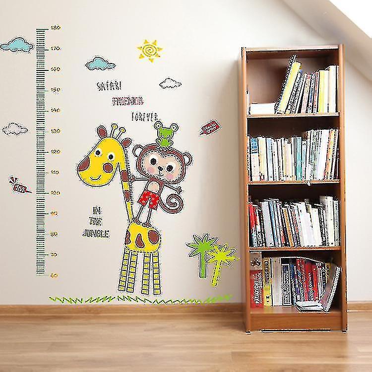 Cartoon Giraffe Monkey Animals Height Measure Wall Stickers Removable ...