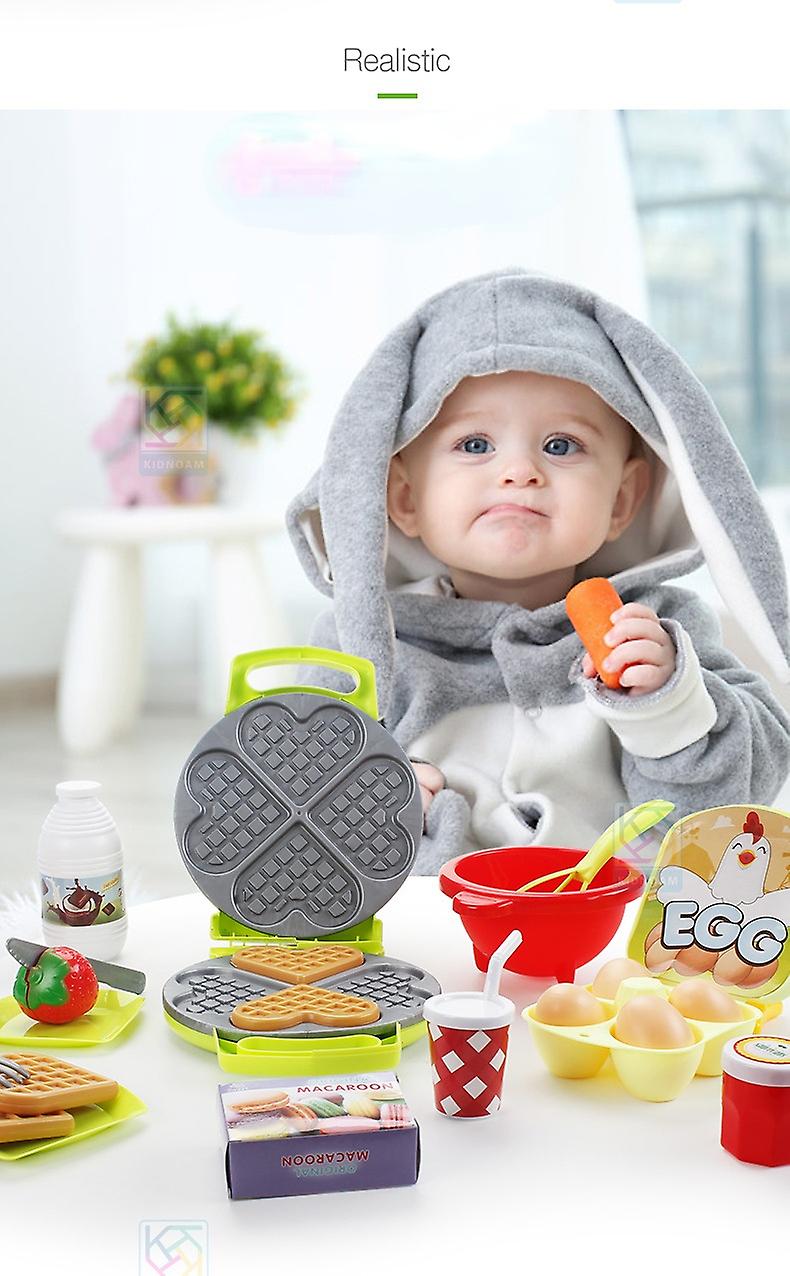 Kids Waffle Baking Set Role Play Toys Egg Ketchup Strawberry Bowl Heart ...