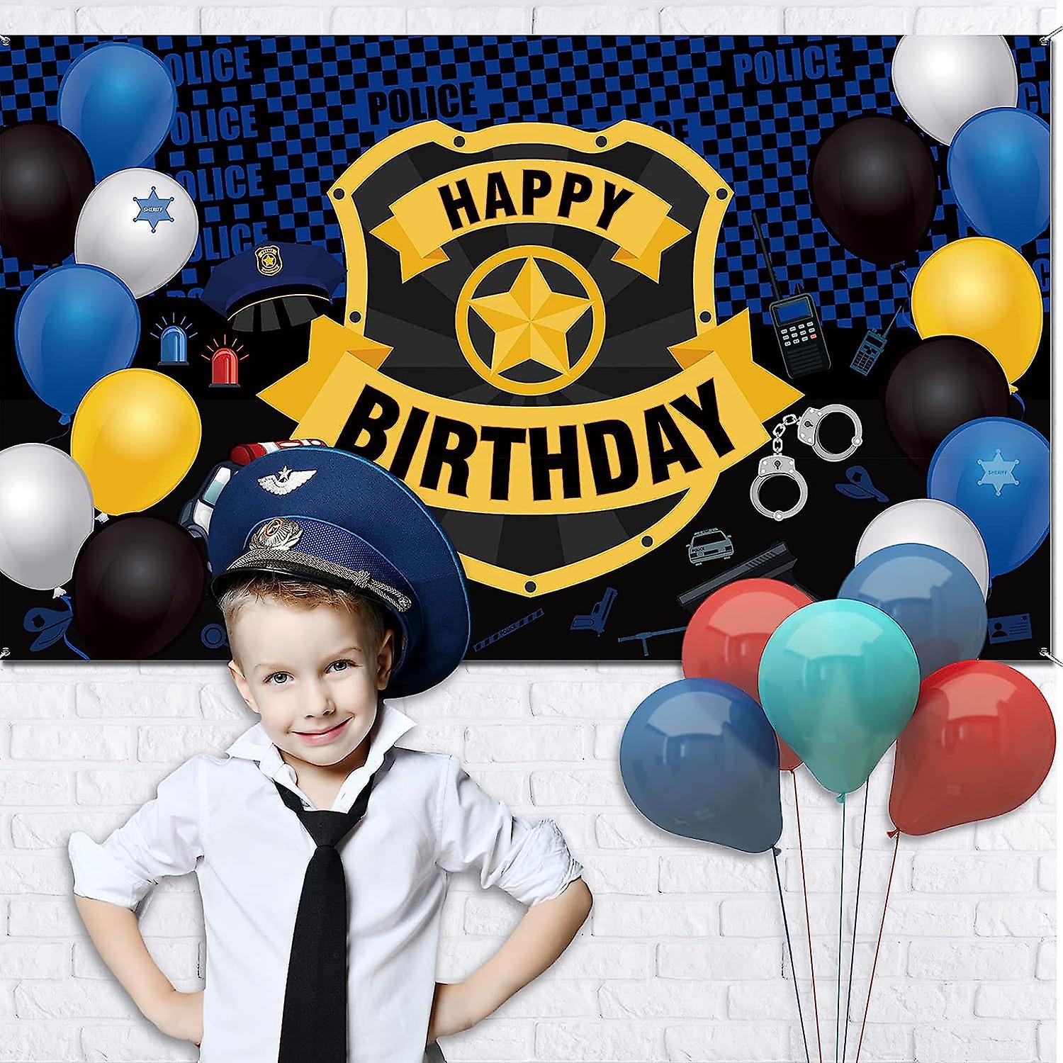Police Theme Happy Birthday Party Decorations Police Large Badge Banner ...