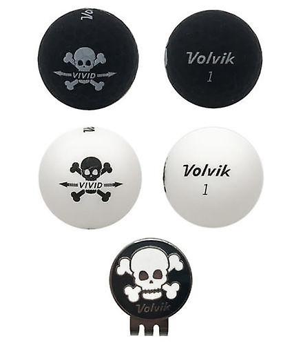 Volvik Vivid Skull Edition Golfbollar (2 Svart, 2 Vit) & Hat Klipp ...
