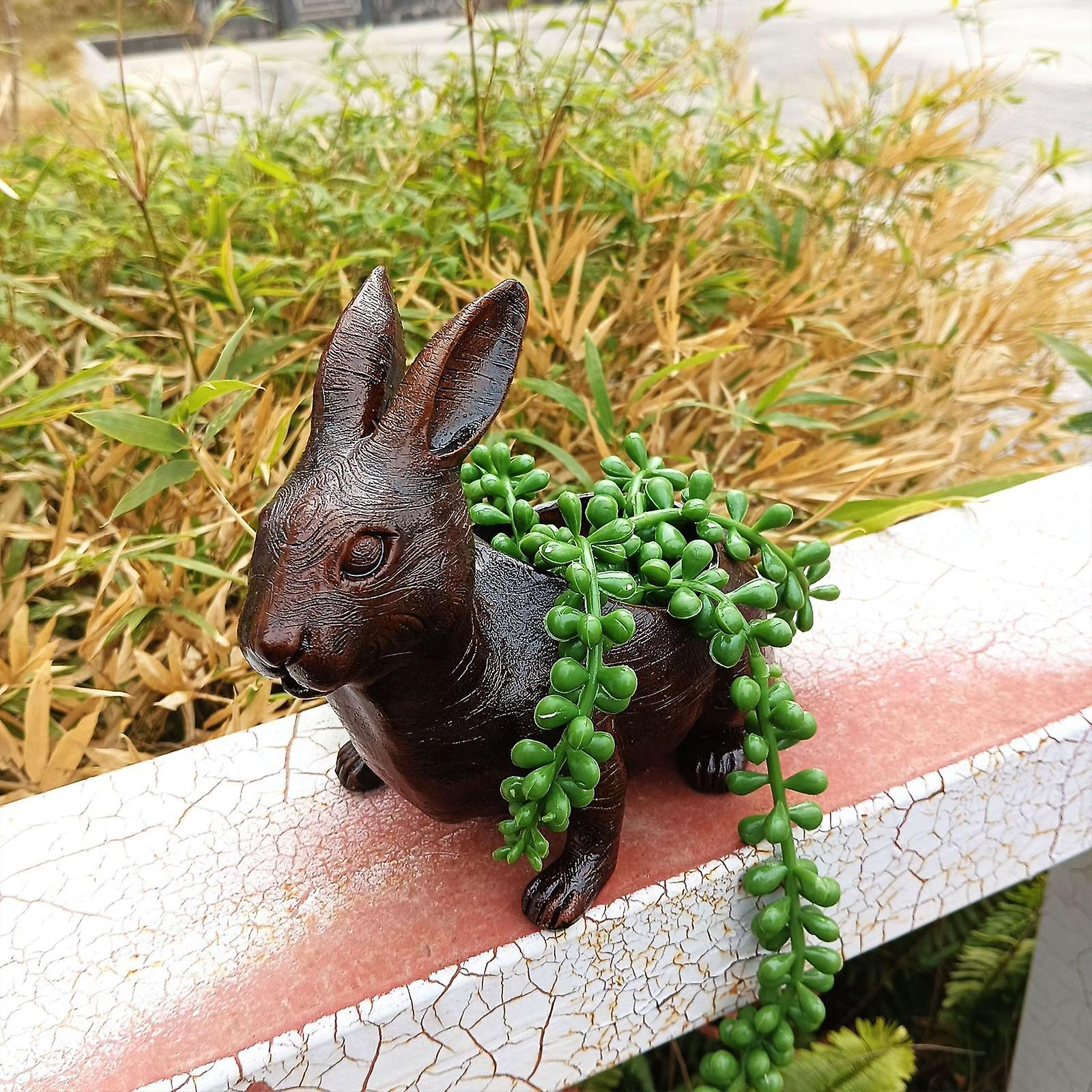 Rabbit Plant Pot Animal Planter Office with Drainage Hole Ornament ...