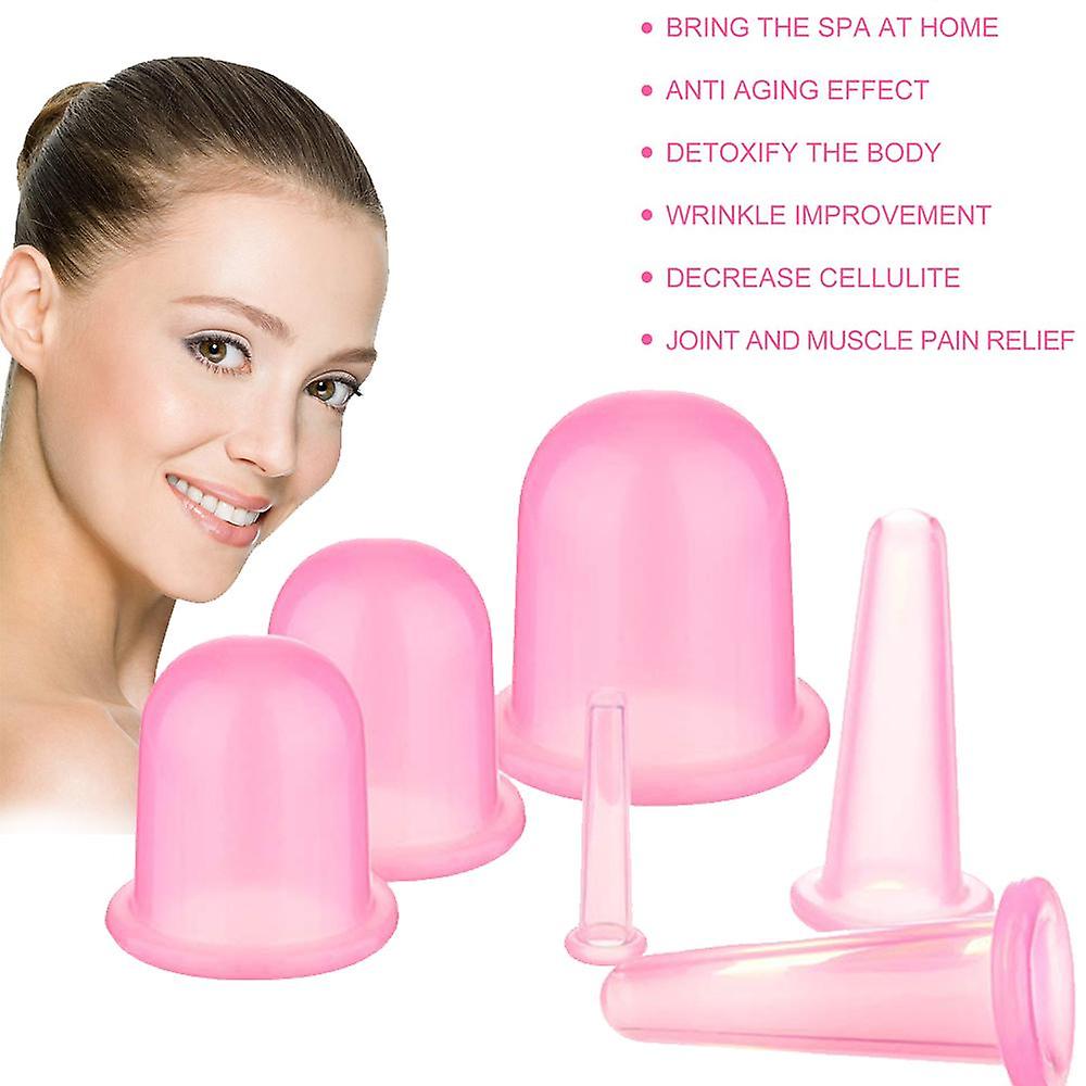 6Pcs Facial Cupping Therapy Set Eye And Face Massage Anti-wrinkle Skin Care Silicone Vacuum ...